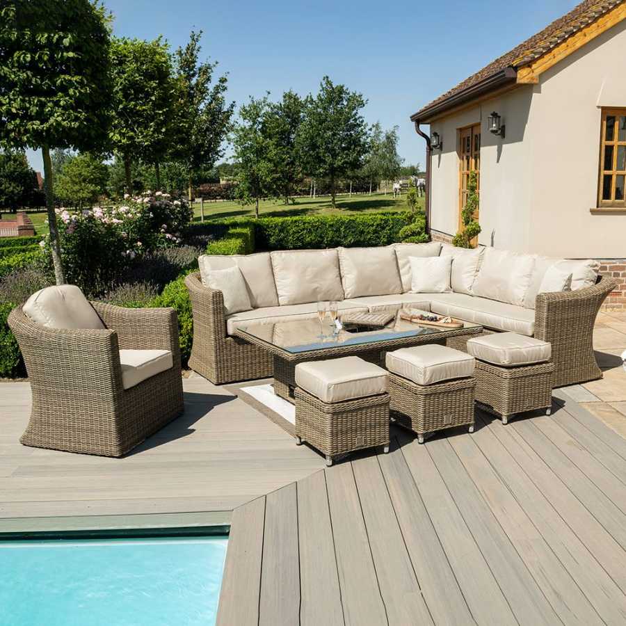 Maze Winchester Deluxe 10 Seater Outdoor Garden Corner Sofa Set With Rising Table